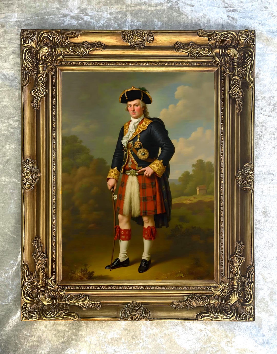 Ornate Framed Oil Painting Print on Canvas - Portrait of a Highlander ...
