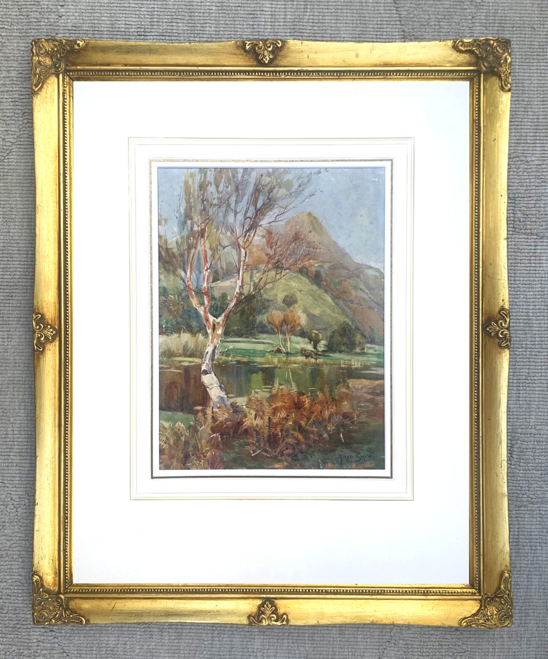 Fine C19th Victorian Watercolour of a River Landscape - Frederick Shaw ...