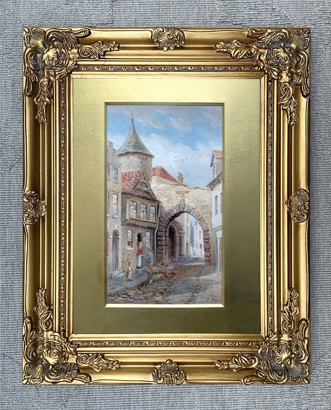 Mid C19th Victorian Watercolour by Charles Claude Pyne - Antwerp Scene ...