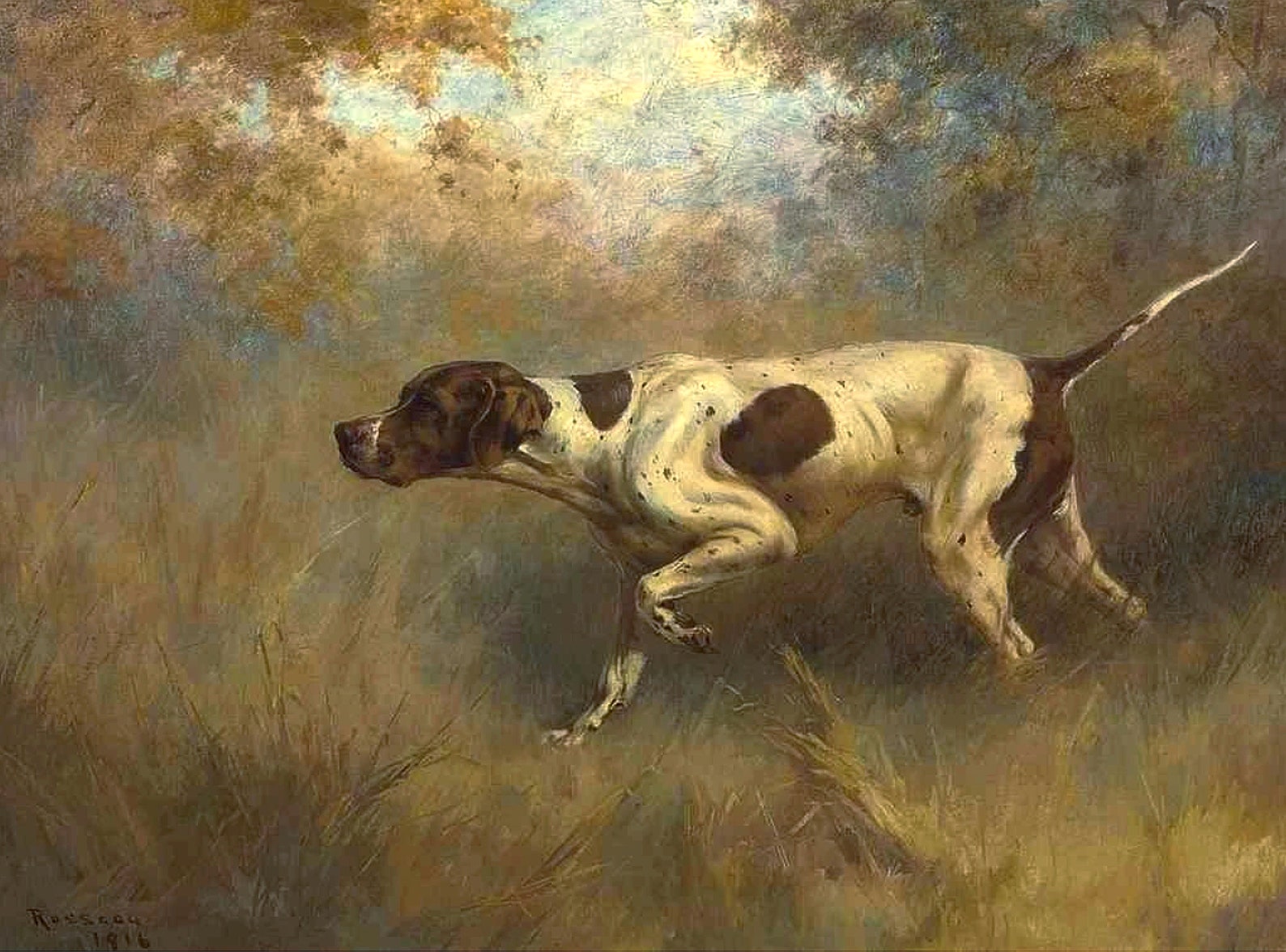 Fine Lithograph on Canvas of an English Pointer on | Etsy