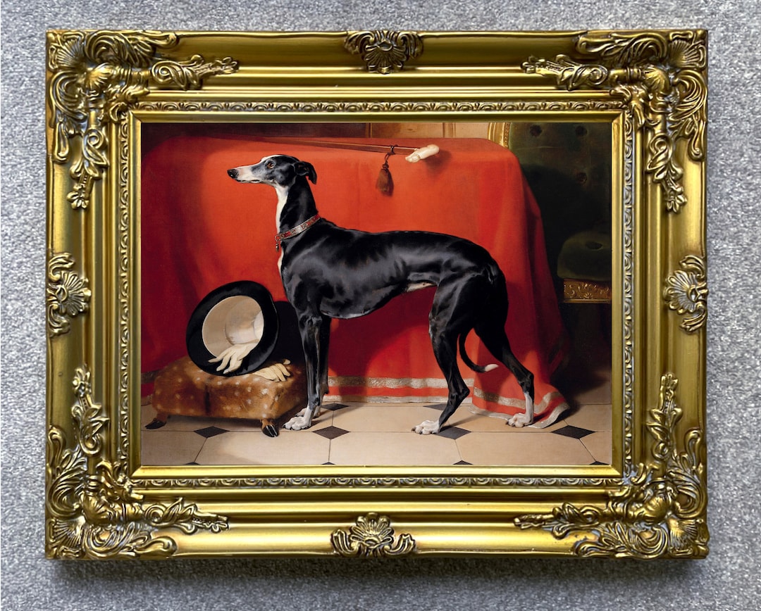 Gilt Framed Oleograph of the Greyhound "eos" Aft. Edwin Landseer - Etsy