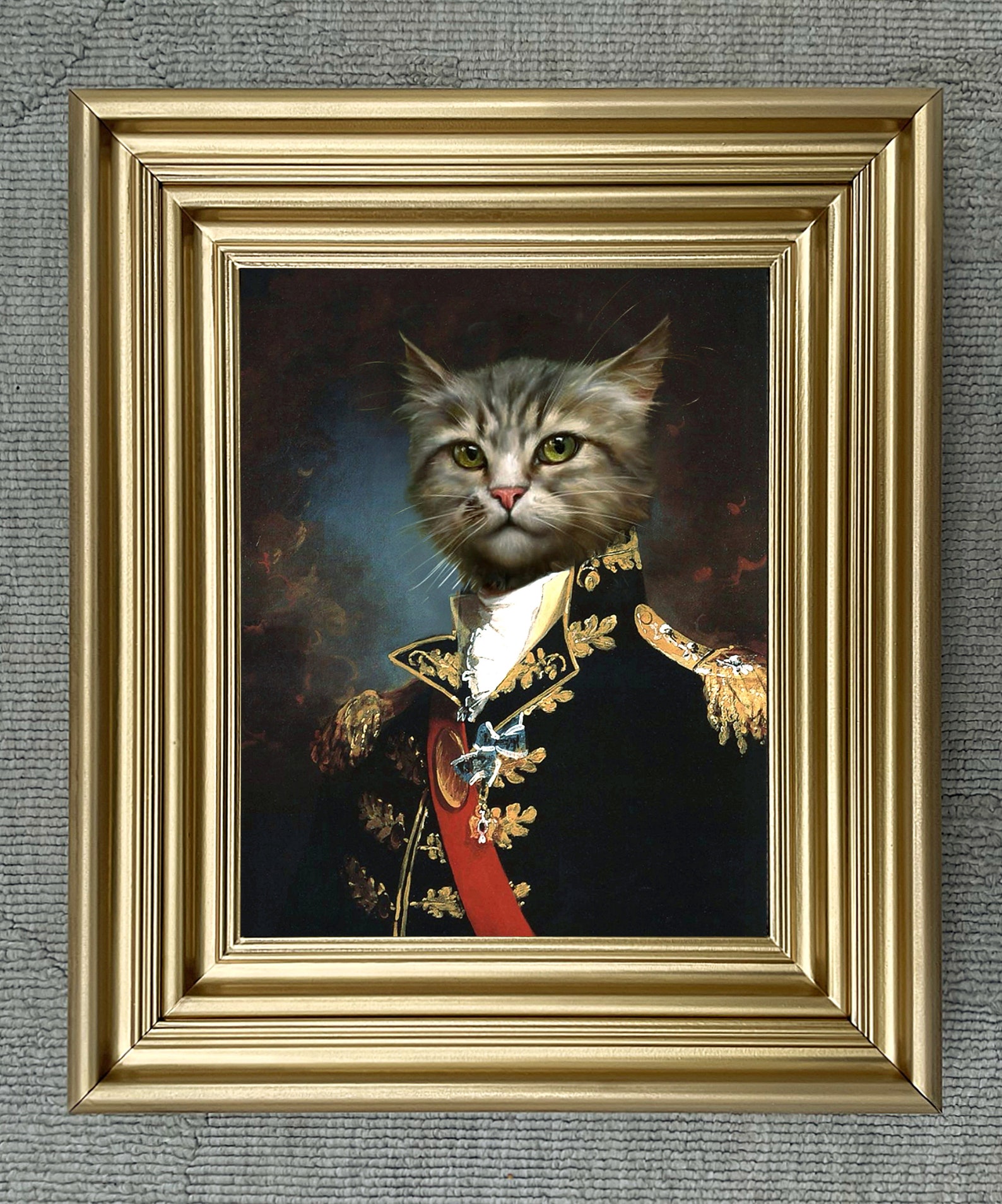 Fine Lithograph on Canvas of a Military Cat - "a High Ranking Officer ...