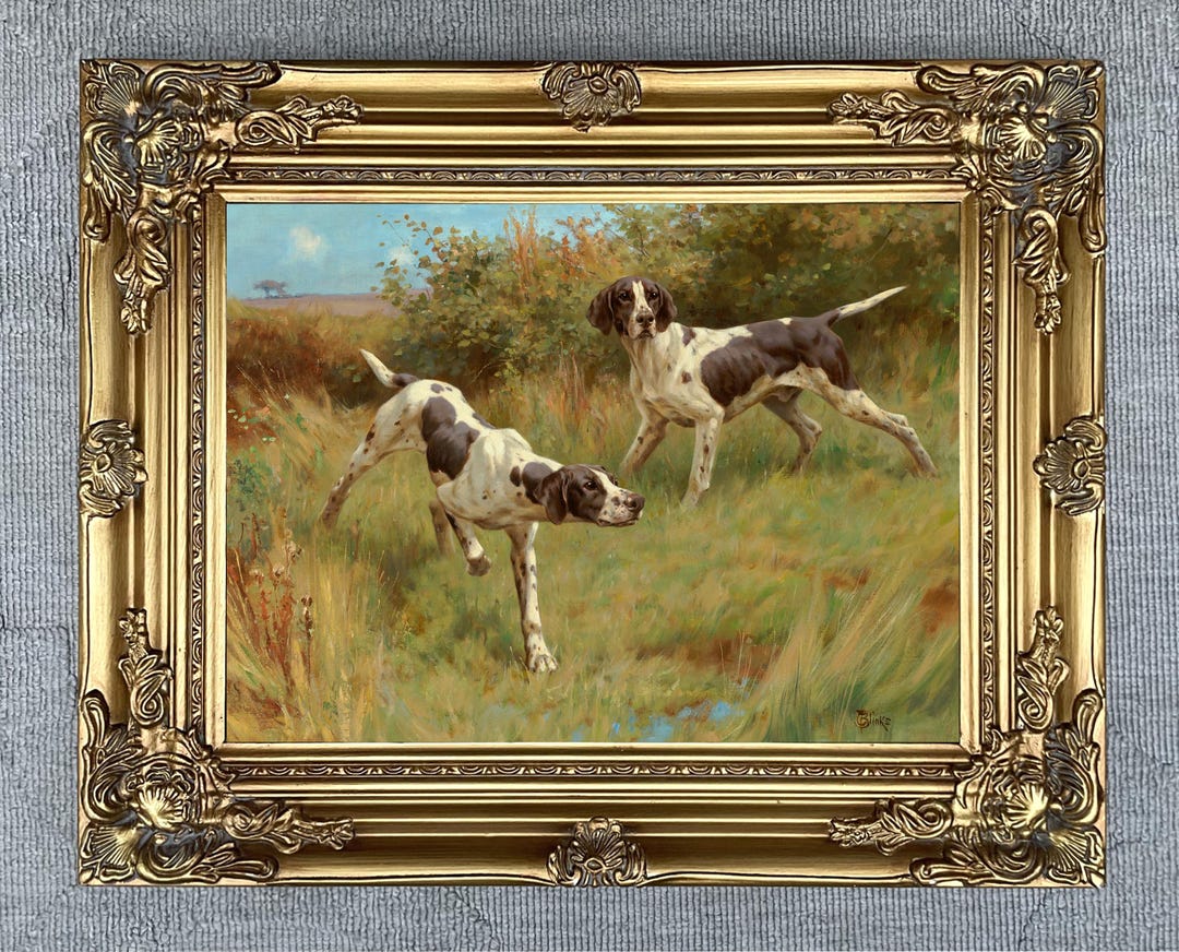 Fine Lithograph on Canvas - A Pair of Pointers at Work in the Field - Etsy
