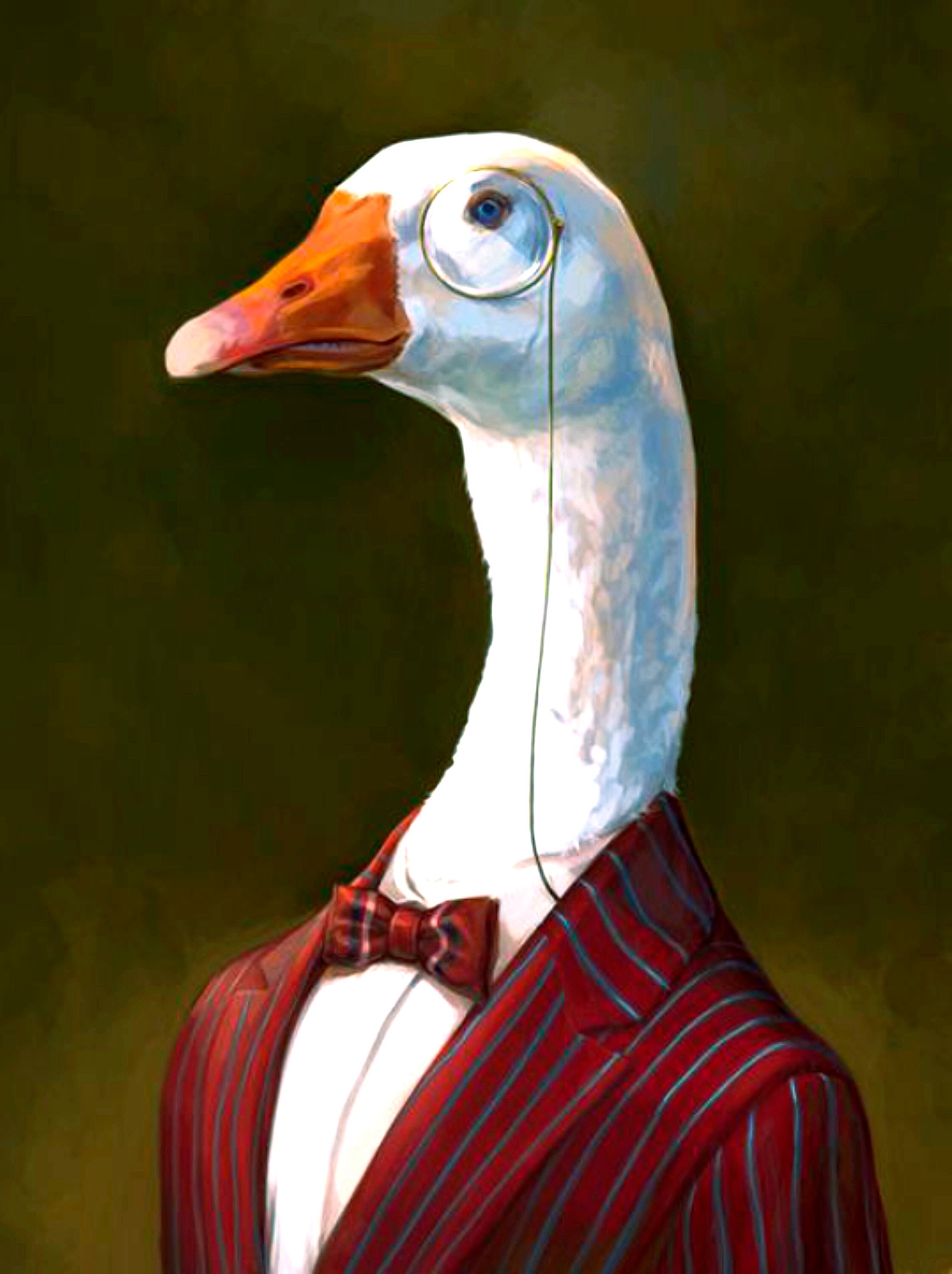 Chinless Wonder - Feine Lithographie auf Leinwand von einer Gans - Etsy.de