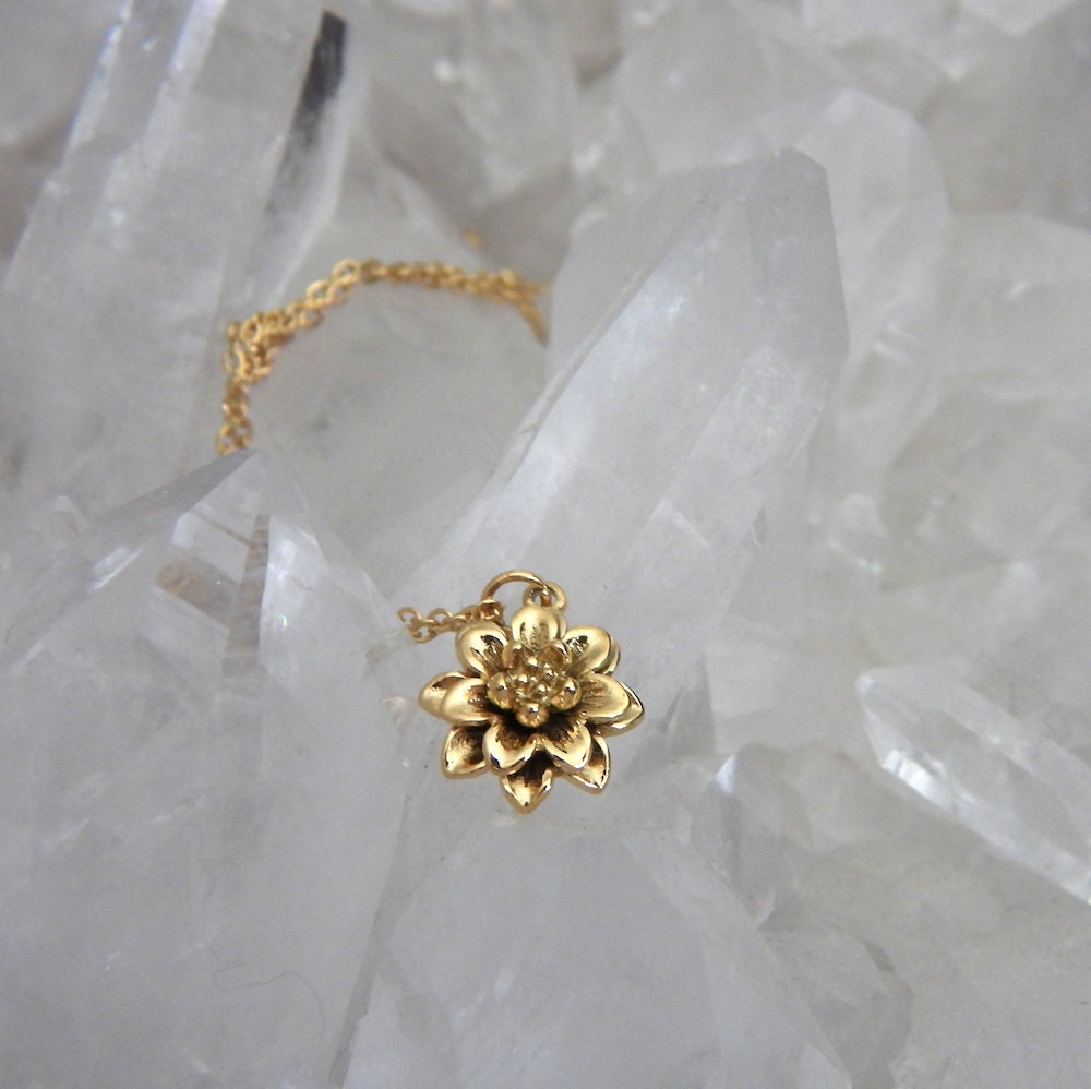 Lotus Flower Necklace Simple Everyday Necklace Water Lily | Etsy