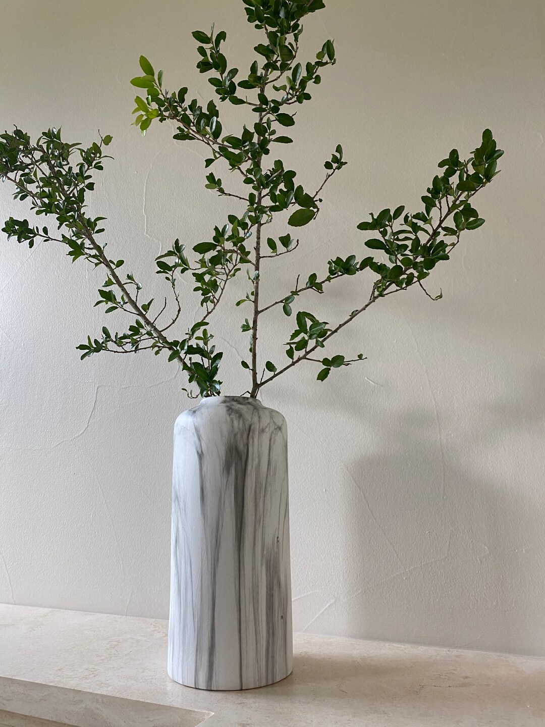 Beautiful Porcelain Swirl Marble Vase in White - Stylish Home Decor ...