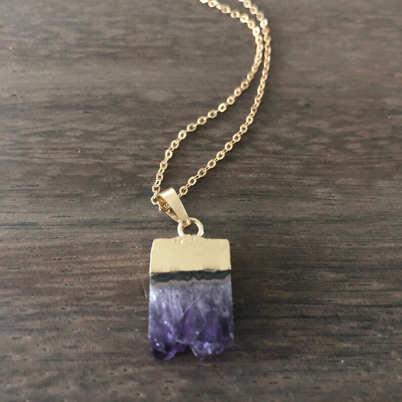 Raw Amethyst Necklace Raw Crystal Necklace Amethyst | Etsy