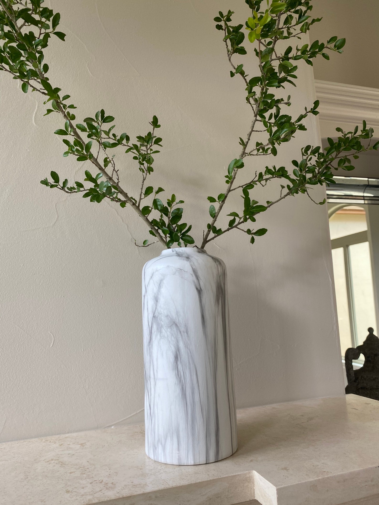 Beautiful Porcelain Swirl Marble Vase in White - Stylish Home Decor ...