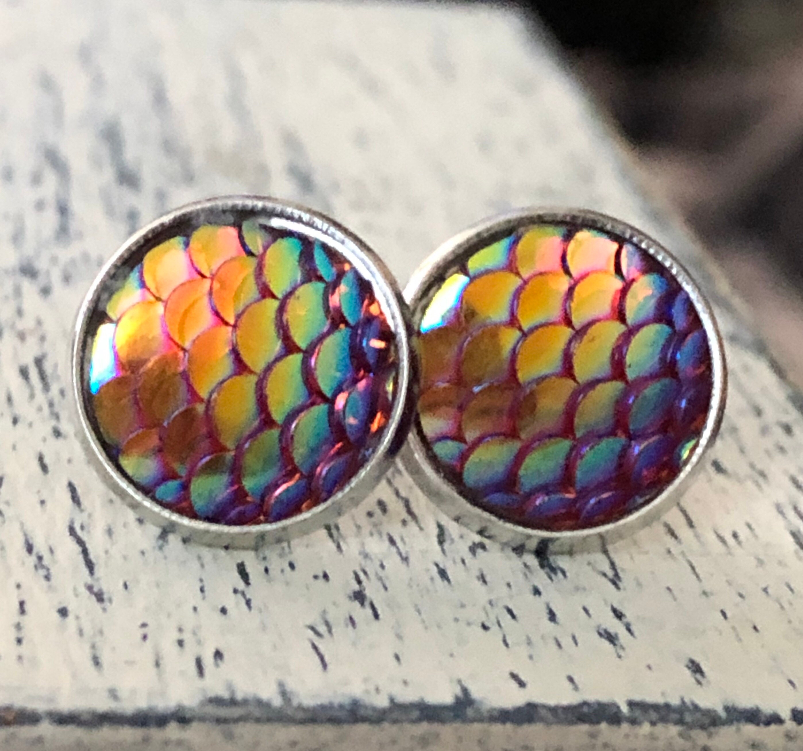 Dragon Scale Studs 12mm Stainless Steel Studs Silver | Etsy