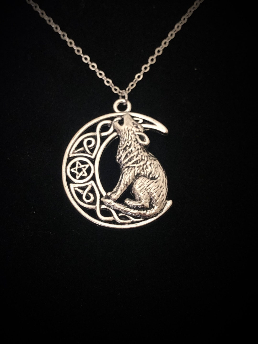 Wolf Pentacle Necklace, Celtic, Wolves, Pagan, Witch Necklace, Wiccan ...