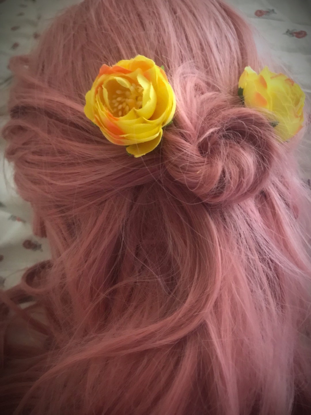 Yellow Flower Hair Pins, Floral Hair Pins, Saffron, Boho, Cottagecore ...