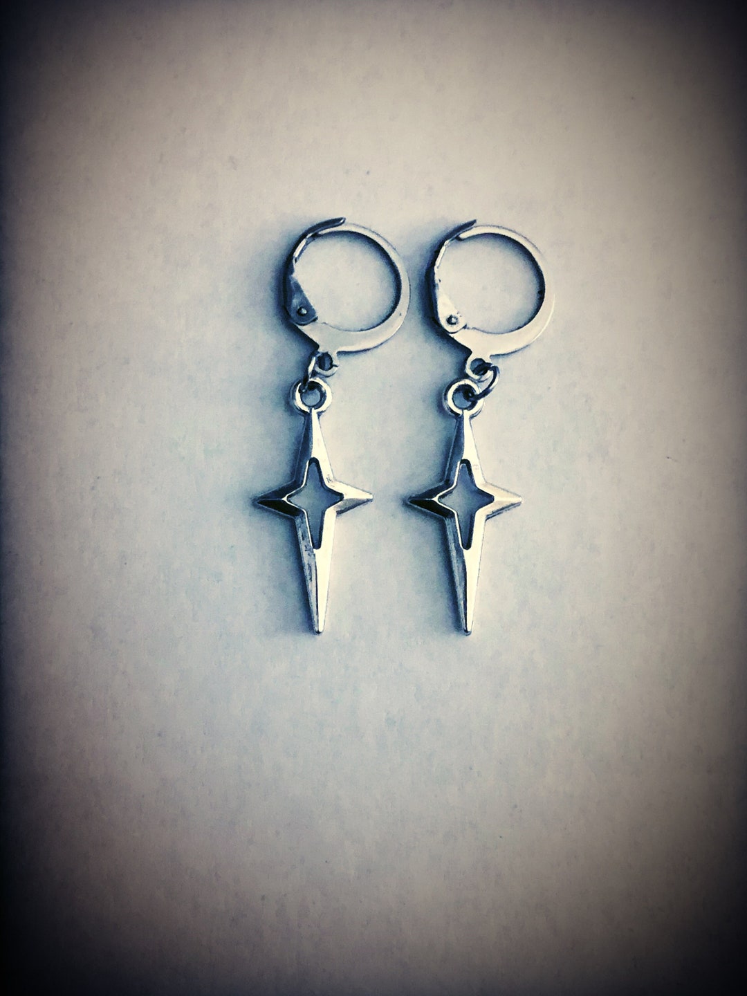 Y2K Earrings, Grunge Star, Polaris, North Star, Huggie Hoops, Stainless ...