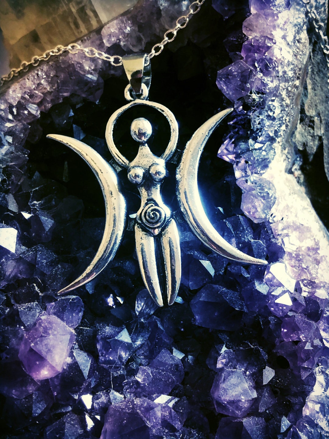 Triple Moon Fertility Goddess Necklace, Goddess Jewelry, Goddess ...