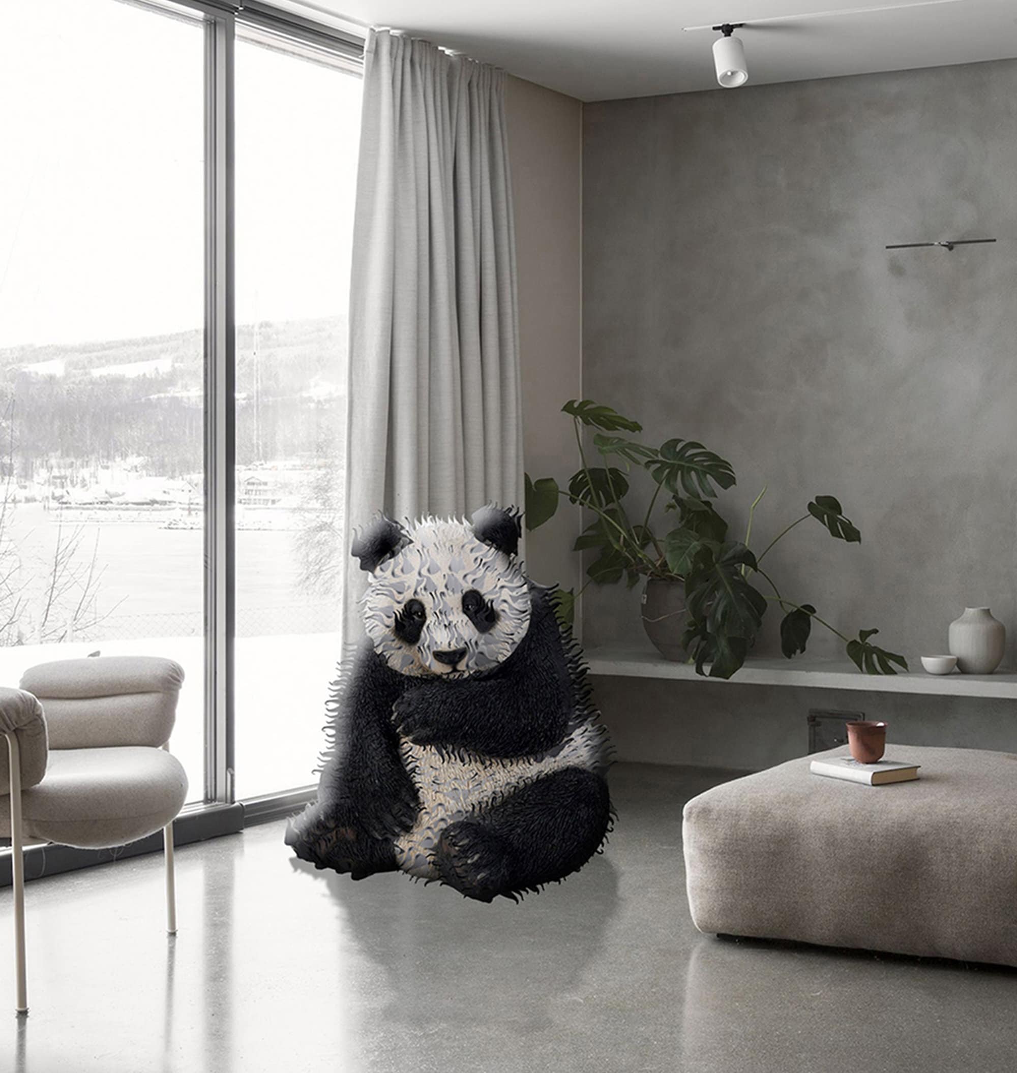 Panda Animal Bear 3D Art Sculpture,120cmx80cm,fiberglass Silicone Art ...