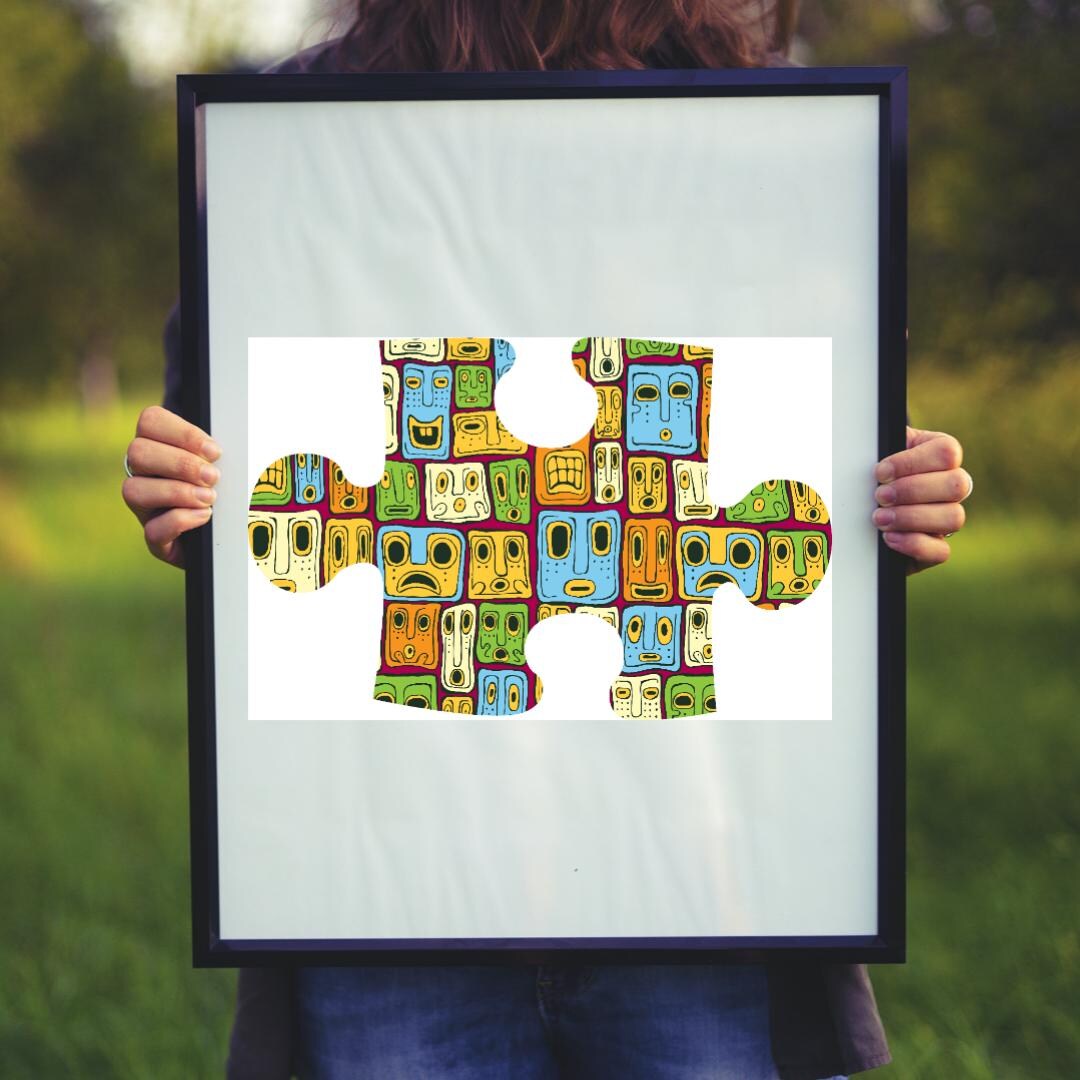 Abstract Voodoo Tribal Square Face Cartoon Art Pattern Icon - Puzzle ...