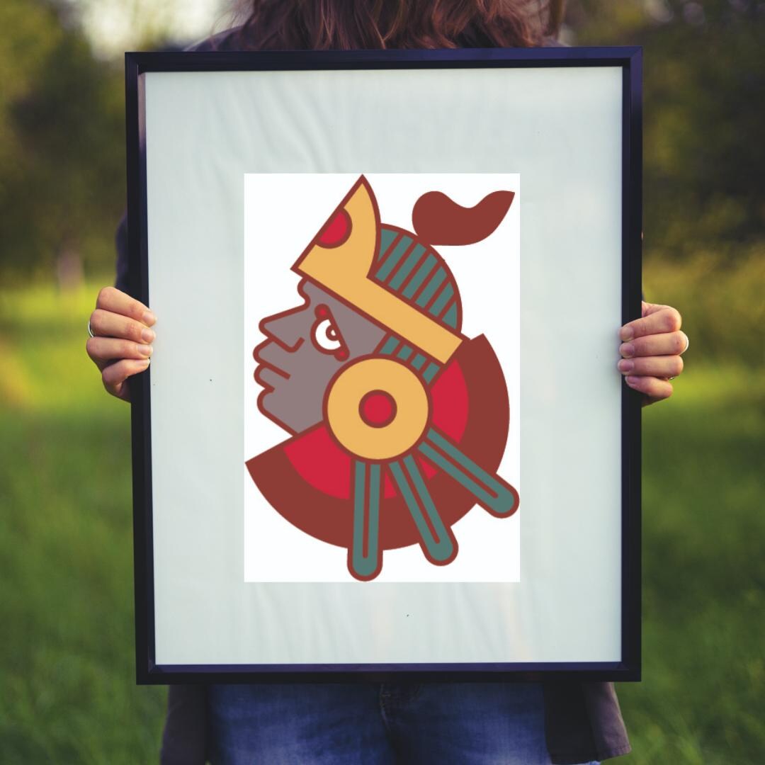 Ancient Aztec Mayan Cave Art Cartoon - Guard Sad 645702538 Digital Art ...