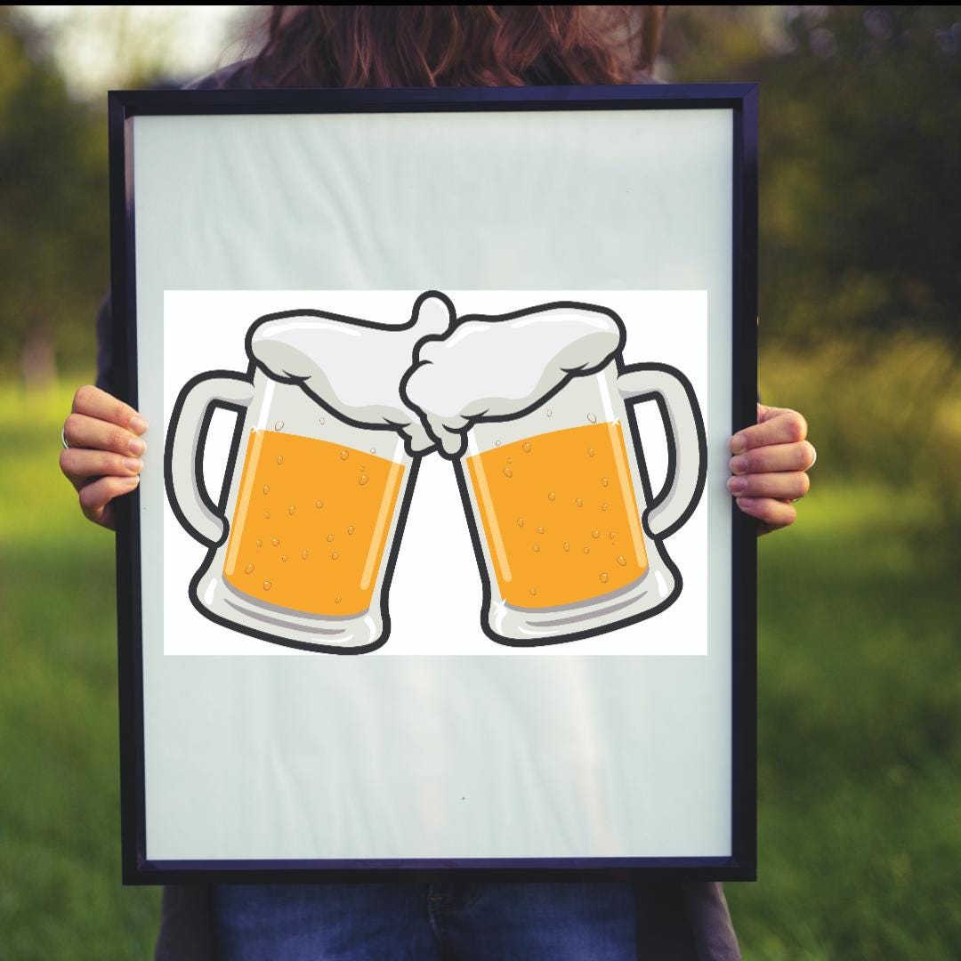 Celebration Cheers Foam Beer Mugs Clinking Cartoon 841162634 Digital ...