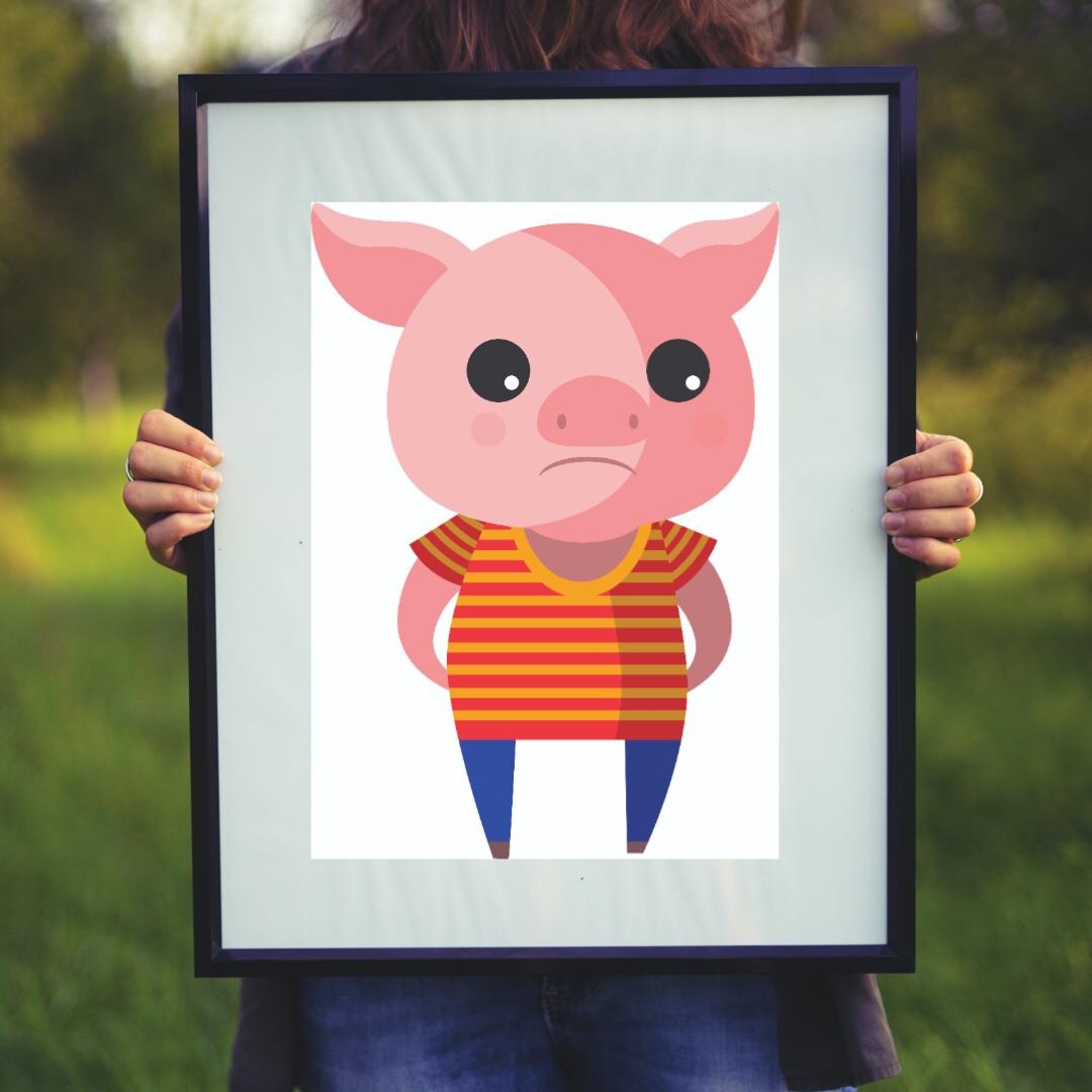Abstract Three Little Pigs Fairytale Folklore Character Adorable ...