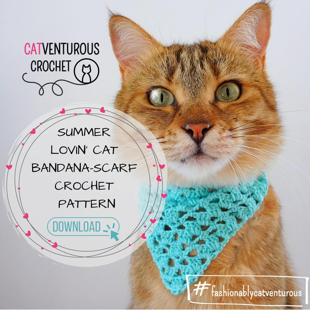Summer Lovin' Cat Bandana-scarf Crochet Pattern - Detailed & Printable ...