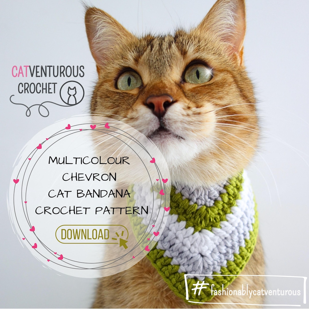 Multicolor Chevron Cat Bandana Crochet Pattern - Detailed & Printable ...