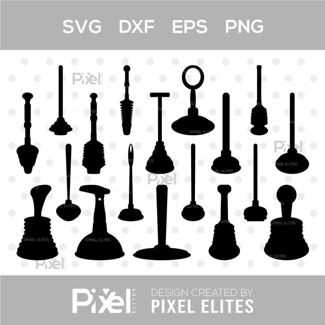 Rubber Plunger SVG Bundle: Bathroom Silhouette Graphics (digital ...