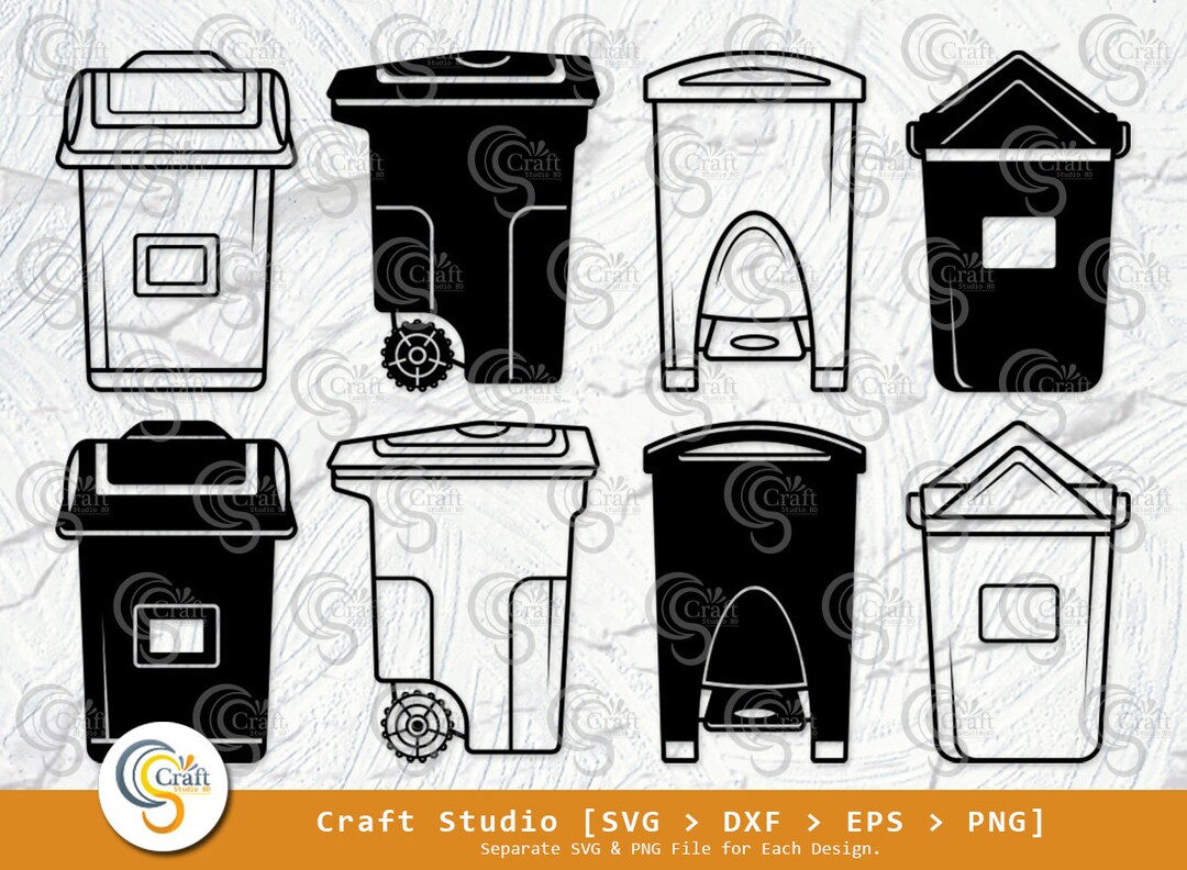 Trash Bin Silhouette, Trash Bin SVG, Garbage Bin Svg, Trash Svg ...