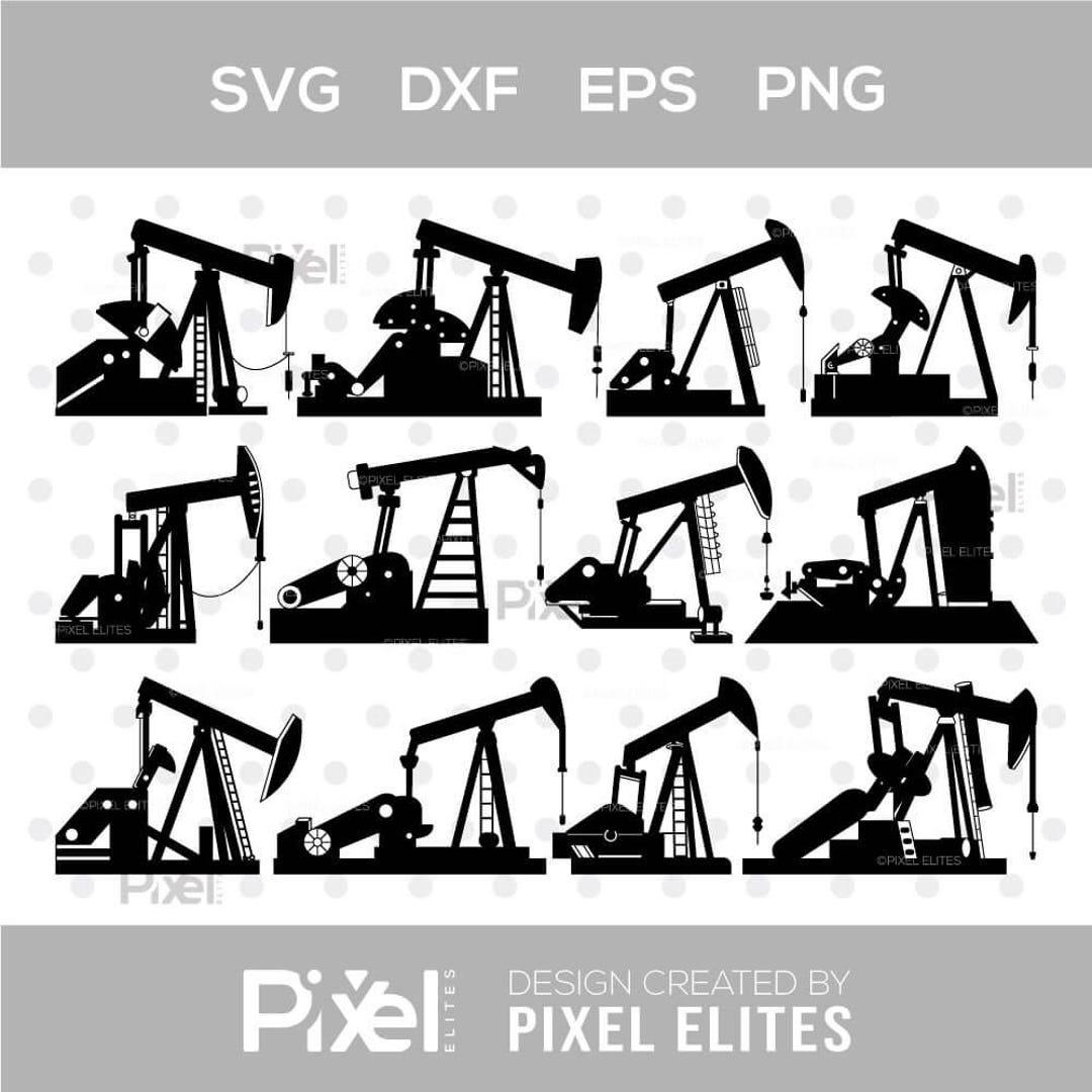 Pump Jack SVG Bundle, Oil Rig Silhouette, Petroleum Derrick Cut Files ...