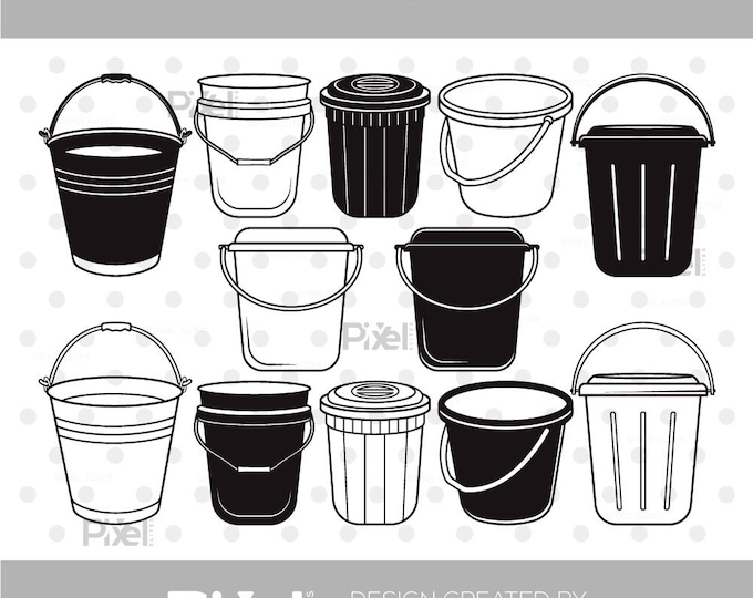 Bucket Outline SVG, Bucket Svg, Cleaning Svg, Bucket Clipart, Bucket ...