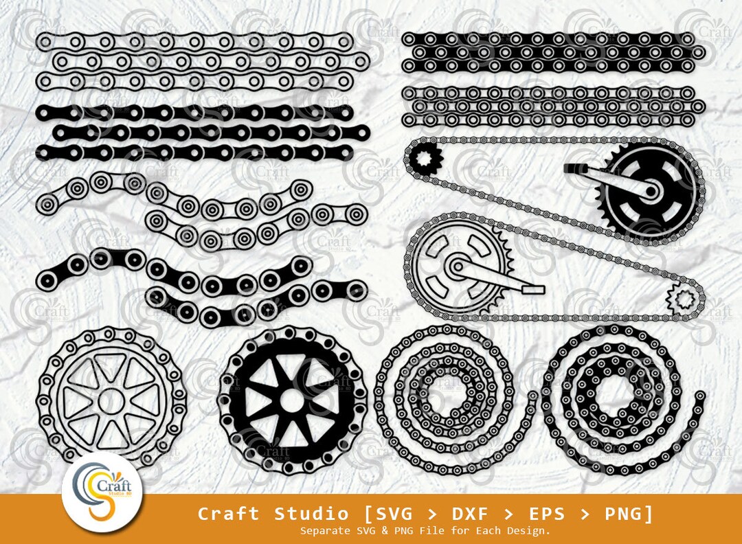 Bicycle Chain Svg Silhouette Outline Cricut Cut Files Png Bundle, - Etsy