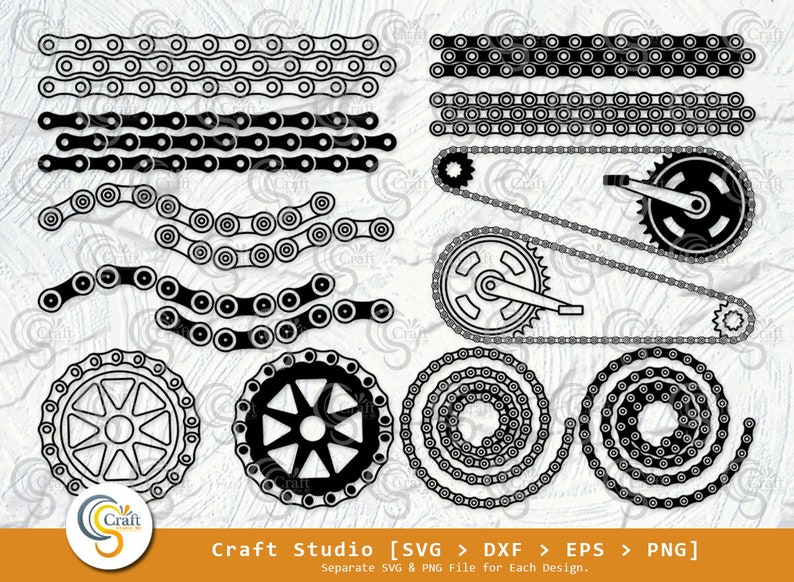 Bicycle Chain Svg Silhouette Outline Cricut Cut Files Png Bundle, - Etsy
