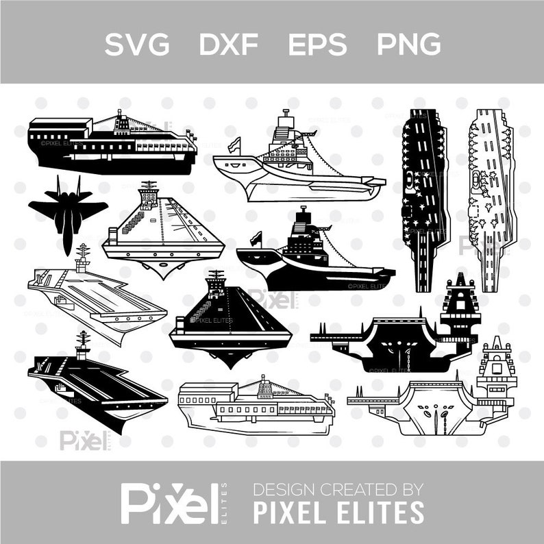 Aircraft Carrier Svg Silhouette Outline Cricut Cut Files Png Bundle - Etsy