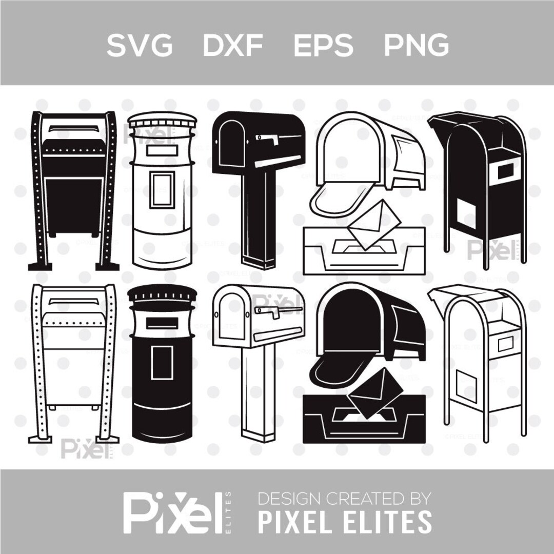 Mailbox SVG Bundle: Postbox, Letter Box Icon Cut Files (digital ...
