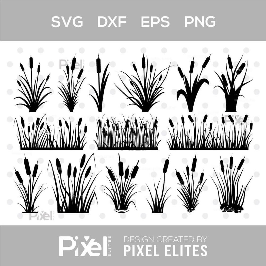 Cattail SVG Bundle: Bulrush & Reeds Silhouette Cut Files (digital ...