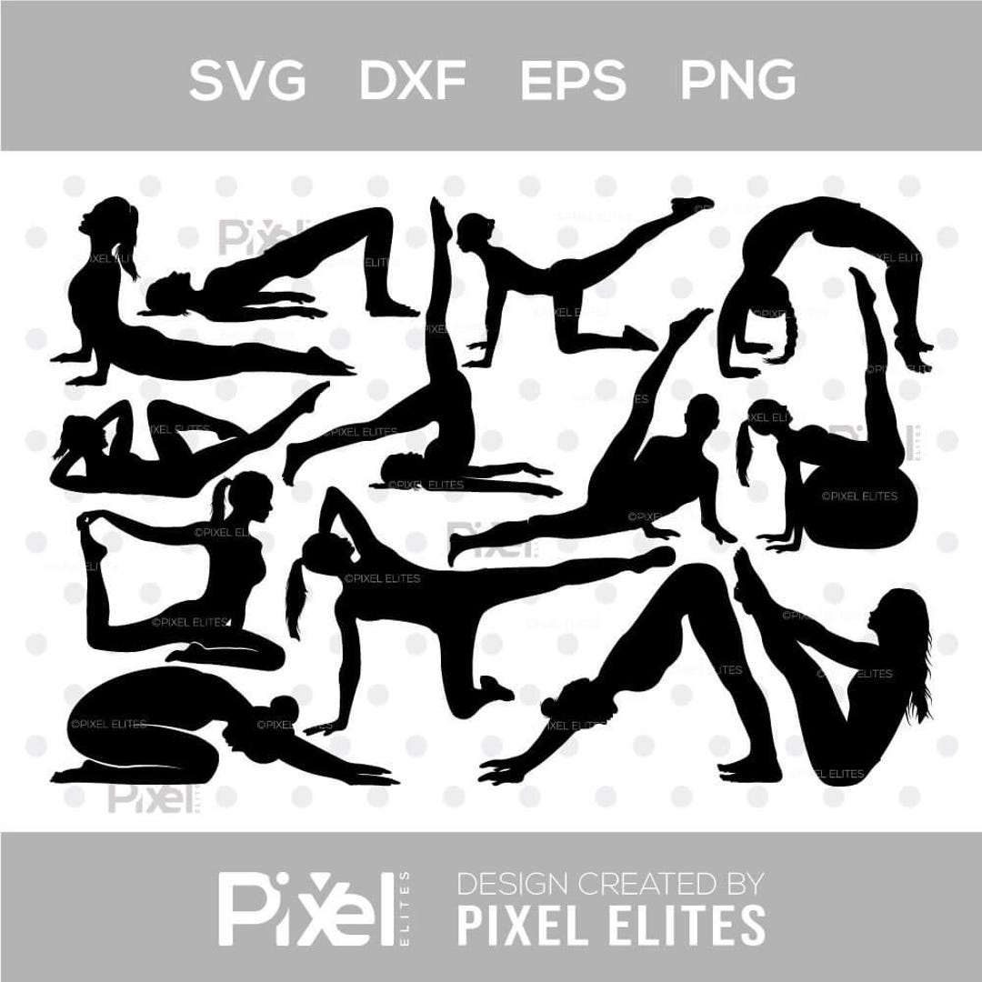 Pilates SVG Cut Files Bundle, Pilates Silhouette, Fitness, Exercise ...