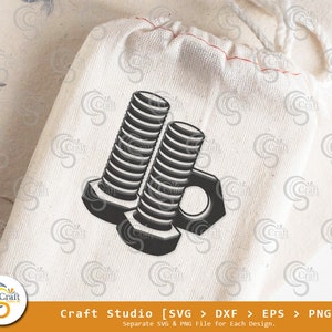 Bolt Screw Silhouette, Screw Svg, Hardware Tool Svg, Bolt Svg, Nut and ...