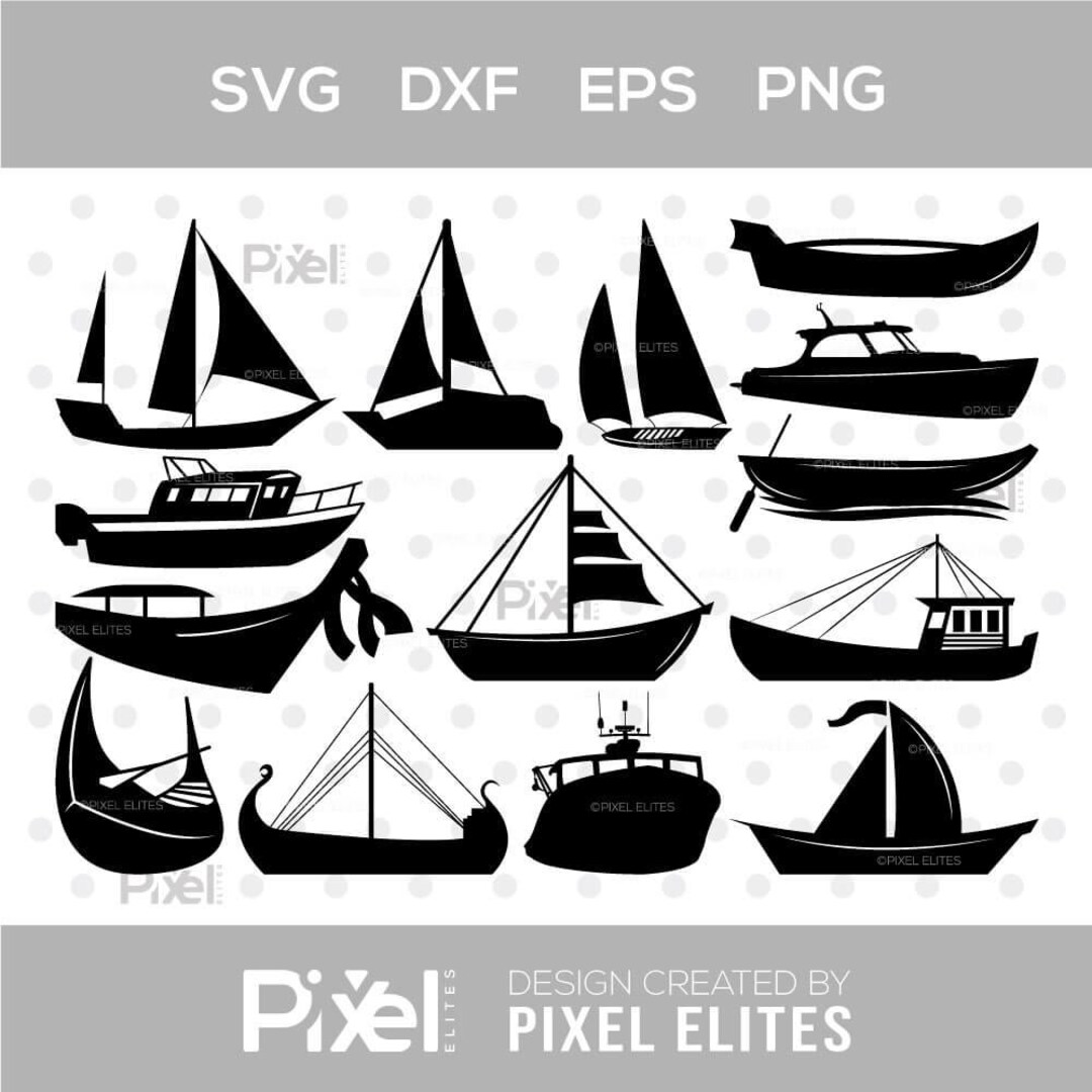Sea Boats SVG Cut Files: Nautical Silhouette Bundle (digital Download ...