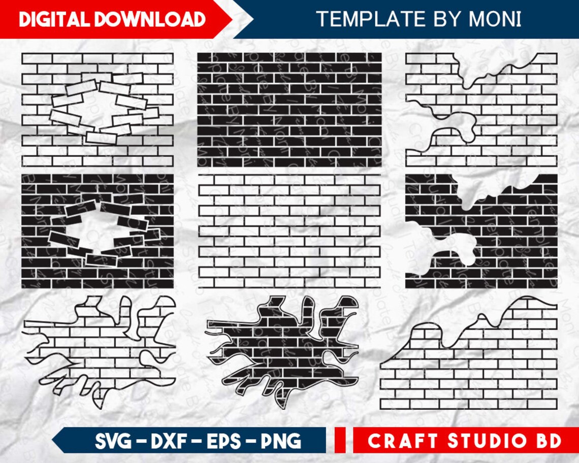 Brick Wall Silhouette Brick Wall SVG Brick Svg Wall Svg | Etsy
