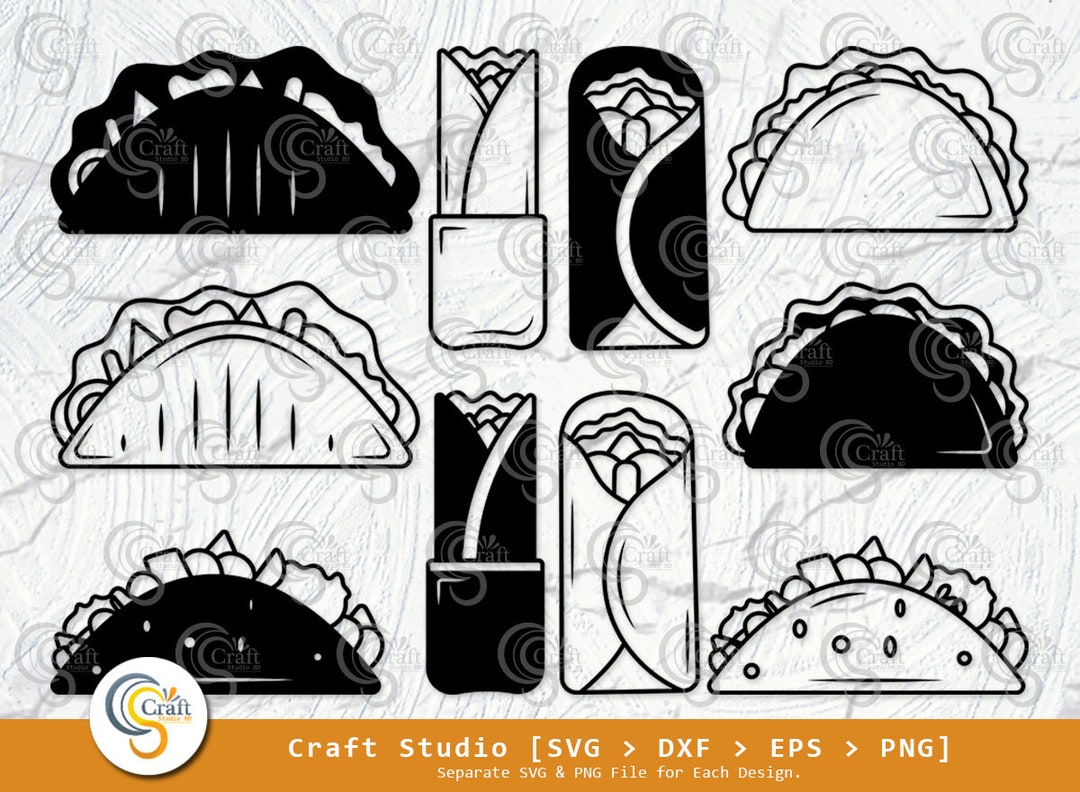 Taco Silhouette Taco SVG Mexican Food Svg Snacks Items Svg - Etsy