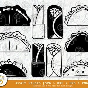 Taco Silhouette Taco SVG Mexican Food Svg Snacks Items Svg - Etsy