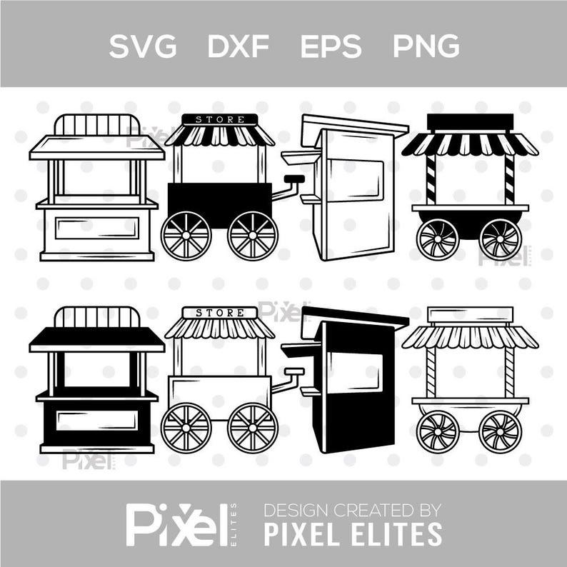 Market Stall SVG Bundle, Silhouette & Outline Cricut Cut Files, Digital ...