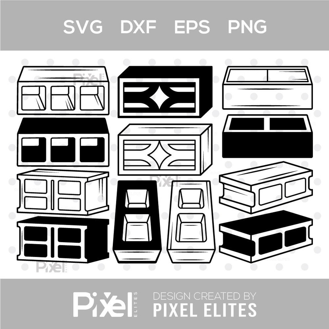 Cinder Block SVG Bundle: Building Bricks Clipart (cut Files) - Etsy