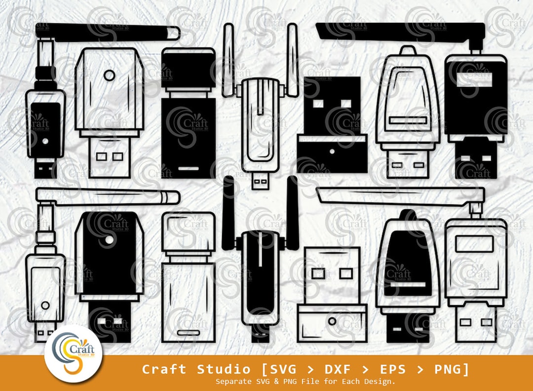 Wifi Adapter Svg Silhouette Outline Cricut Cut Files Png - Etsy