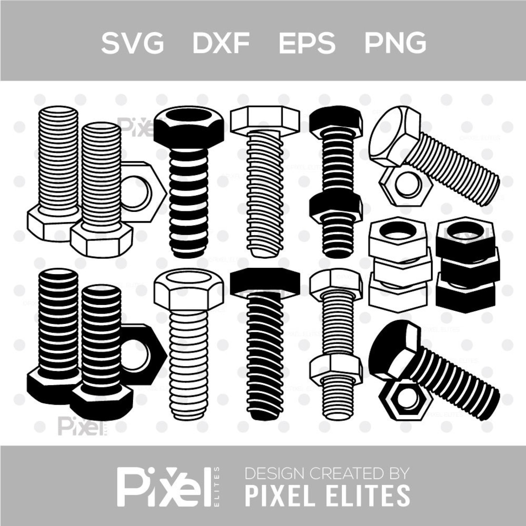 Bolt Screw Silhouette, Screw Svg, Hardware Tool Svg, Bolt Svg, Nut and ...