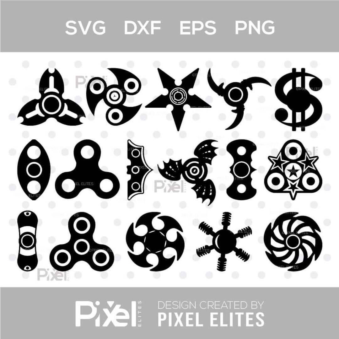Fidget Spinner SVG Bundle: Silhouette Clipart, Cricut Files (digital ...