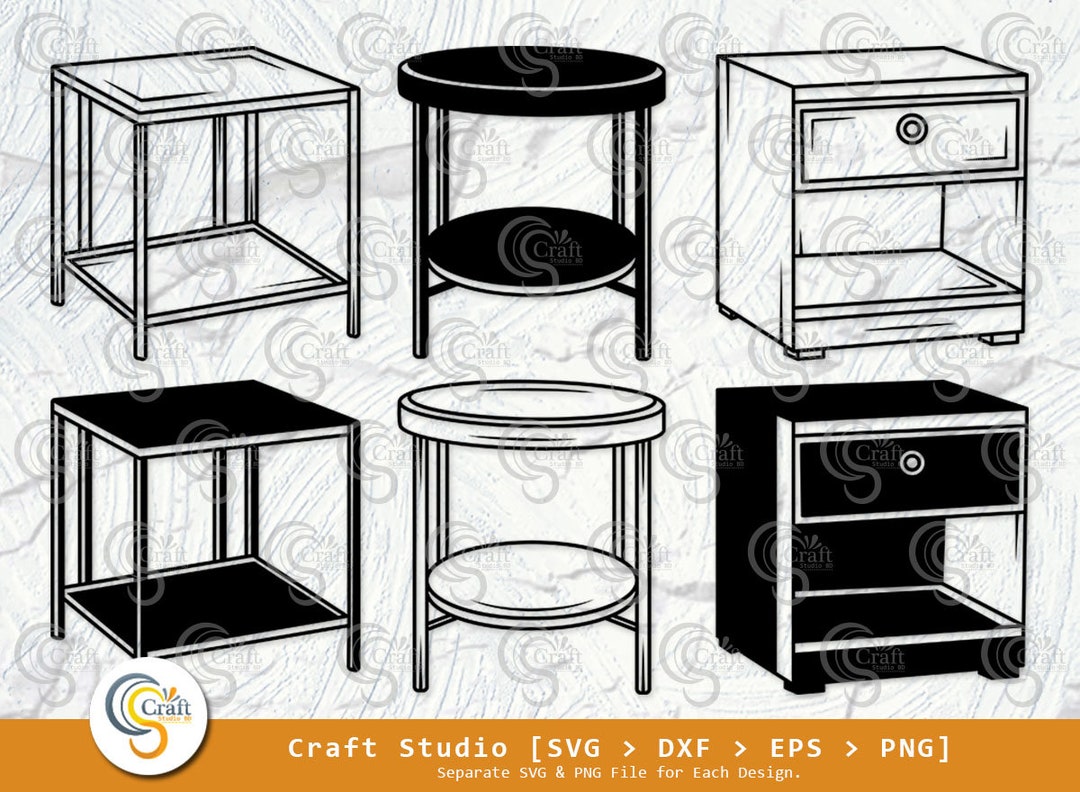 Side Table SVG, Side Table Silhouette, Round Table Svg, Decorative ...