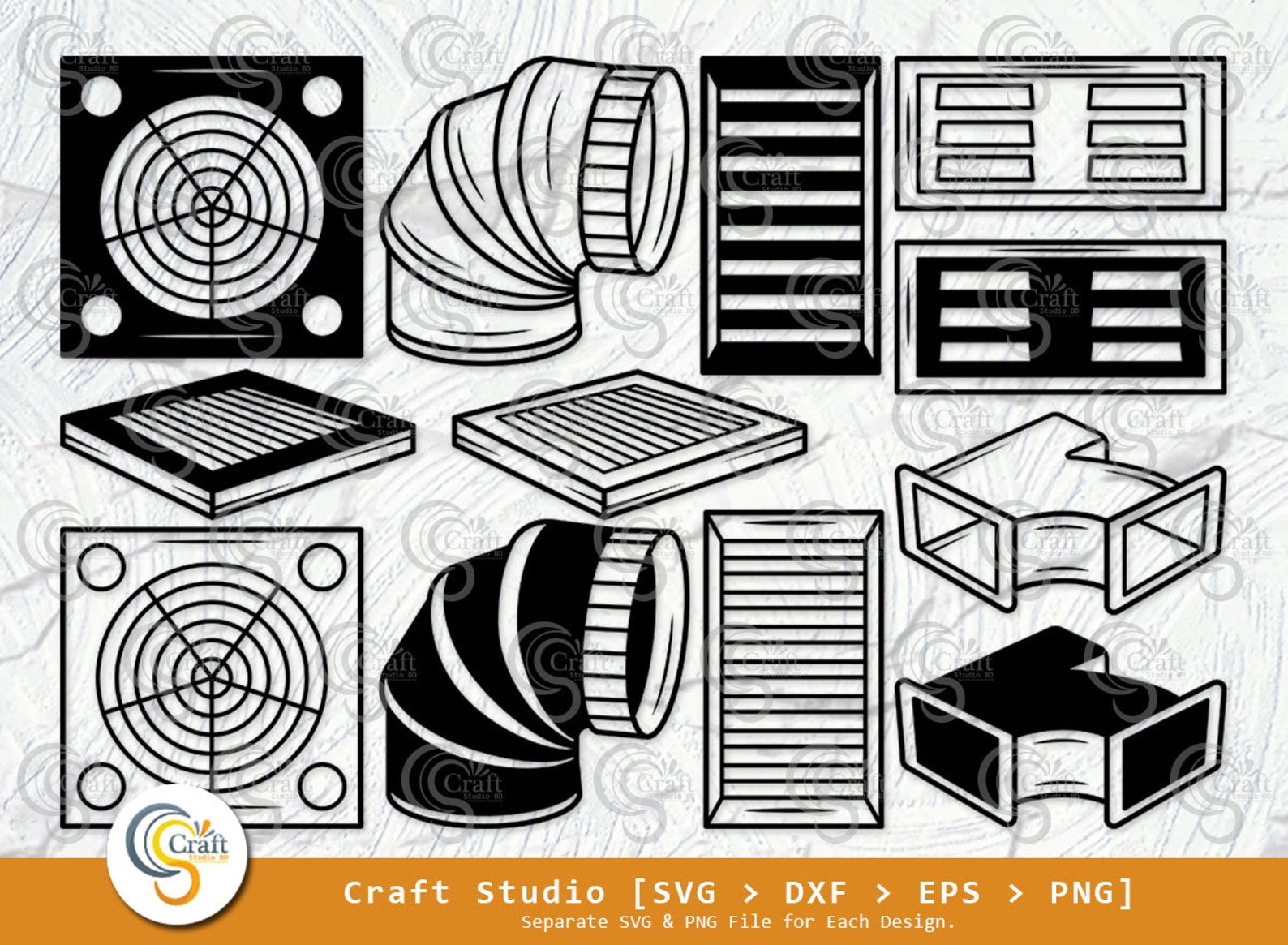 Air Duct Svg Silhouette Outline Cricut Cut Files Png Bundle - Etsy