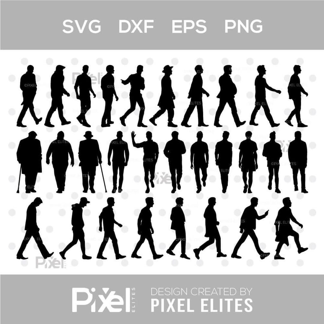 Man Walking SVG Cut File: Walking Silhouette Bundle, Clipart for Cricut ...