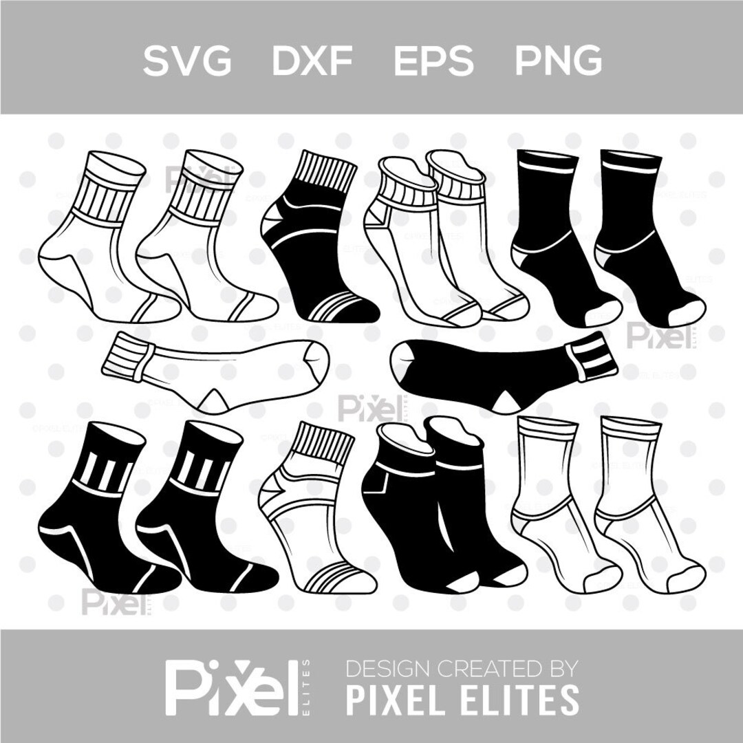 Sock Silhouette, Ankle Socks Svg, Crew Sock Svg, Half Socks Svg, Warm ...