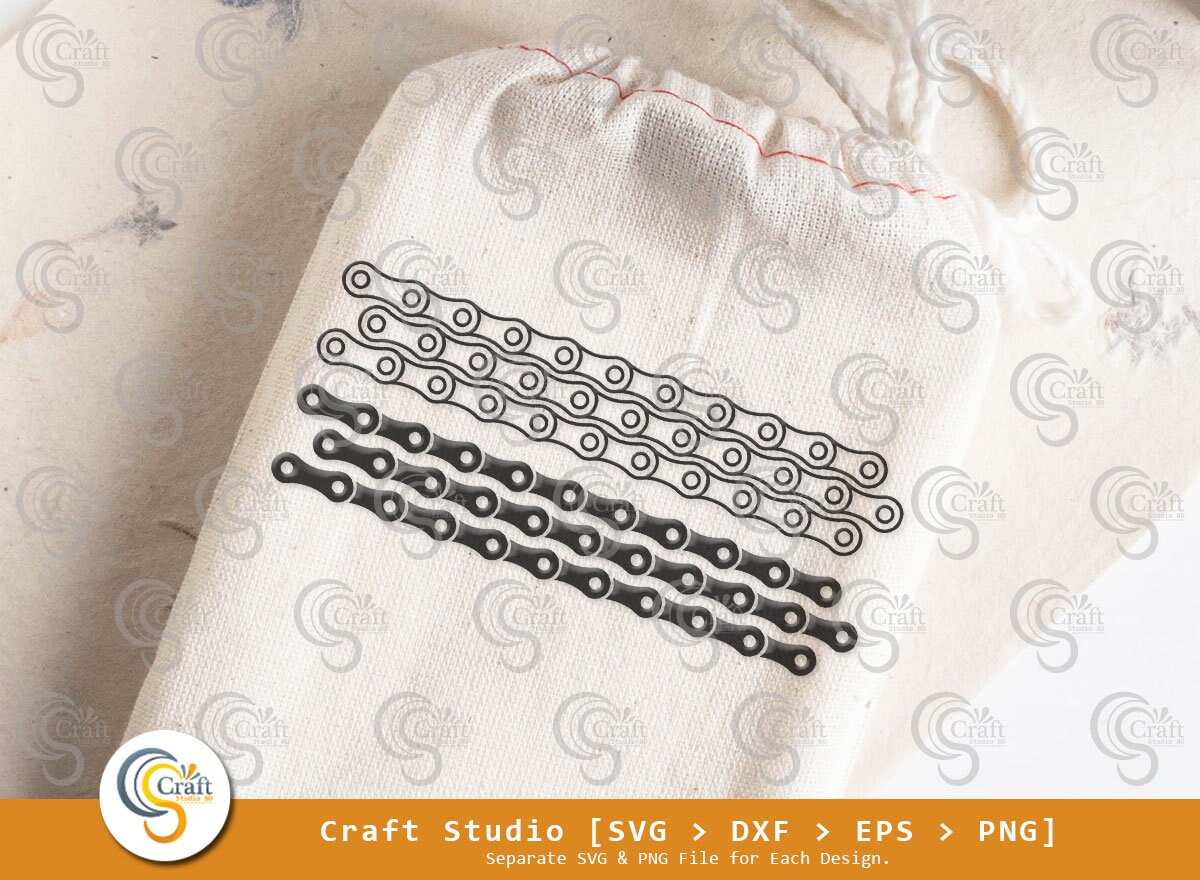 Bicycle Chain Svg Silhouette Outline Cricut Cut Files Png Bundle, - Etsy