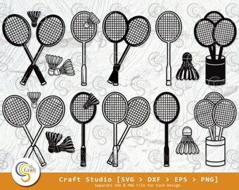Badminton Set Svg Badminton Rackets Svg Shuttlecock Svg Net - Etsy